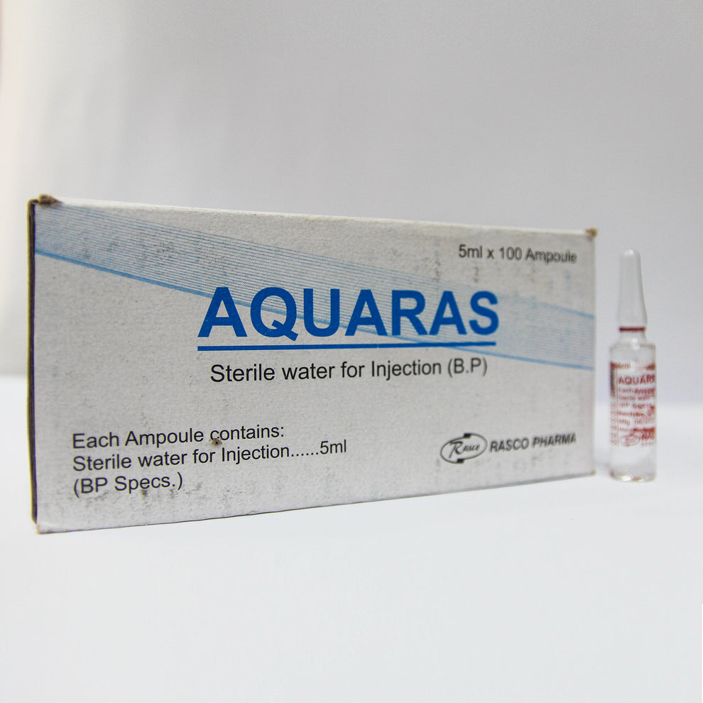 Aquaras Sterile Water for Injections (5ml x 100 Ampoule) – HealthMart ...
